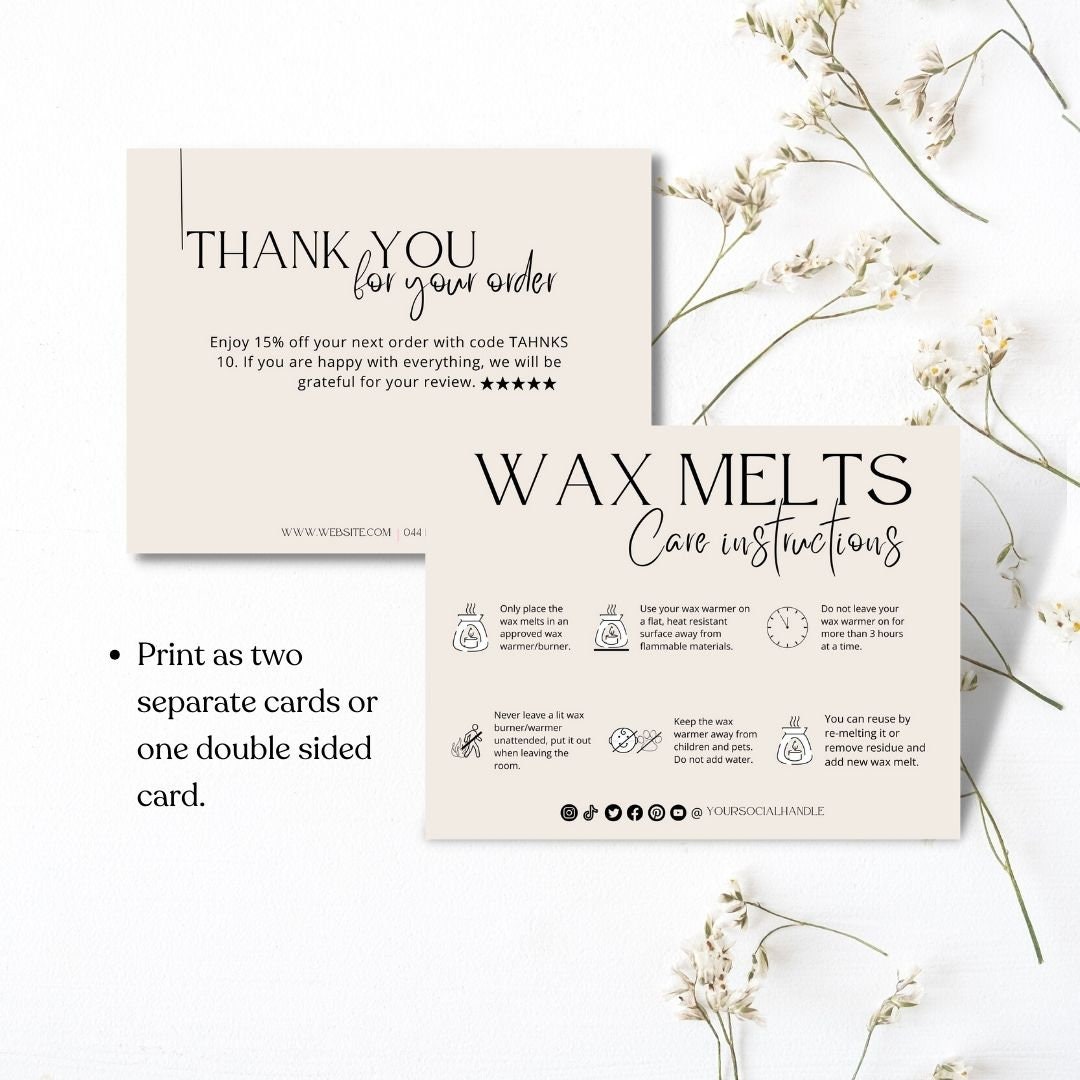 Editable Wax Melts Label, Printable Wax Melts Safety Instructions, Wax ...