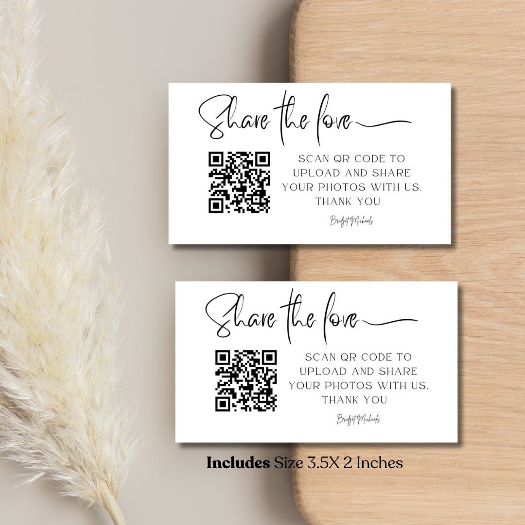 Share the Love QR Code Card, Graduation Photo Guestbook Insert Card ...