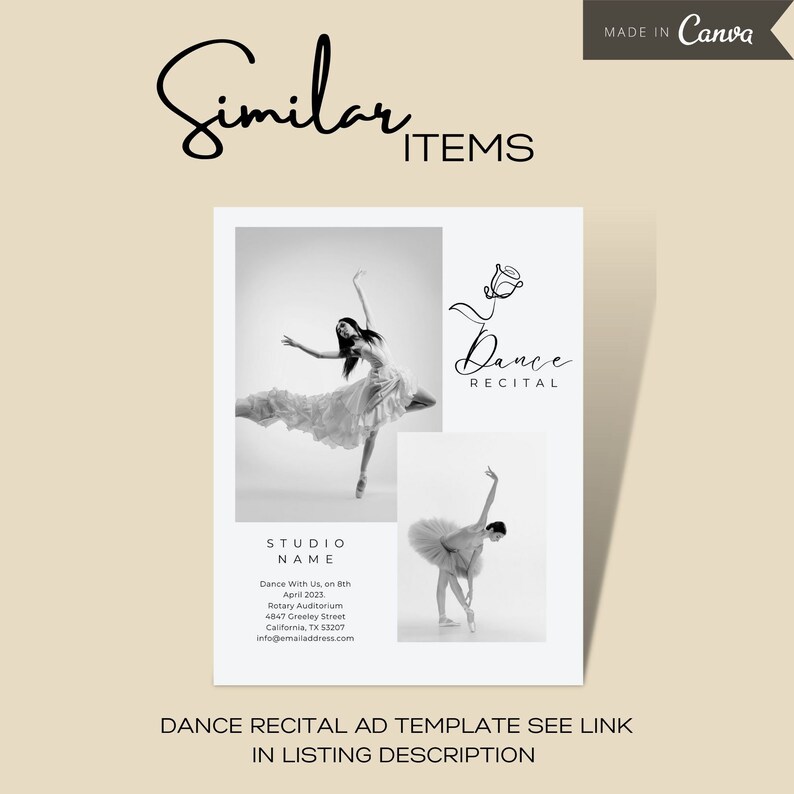 Full Page Dance Recital Ad Template, Ballerina Dance Ad Template ...