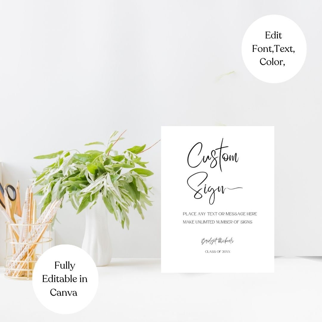 Custom Graduation Sign Template, Editable Graduation Party Table Sign ...