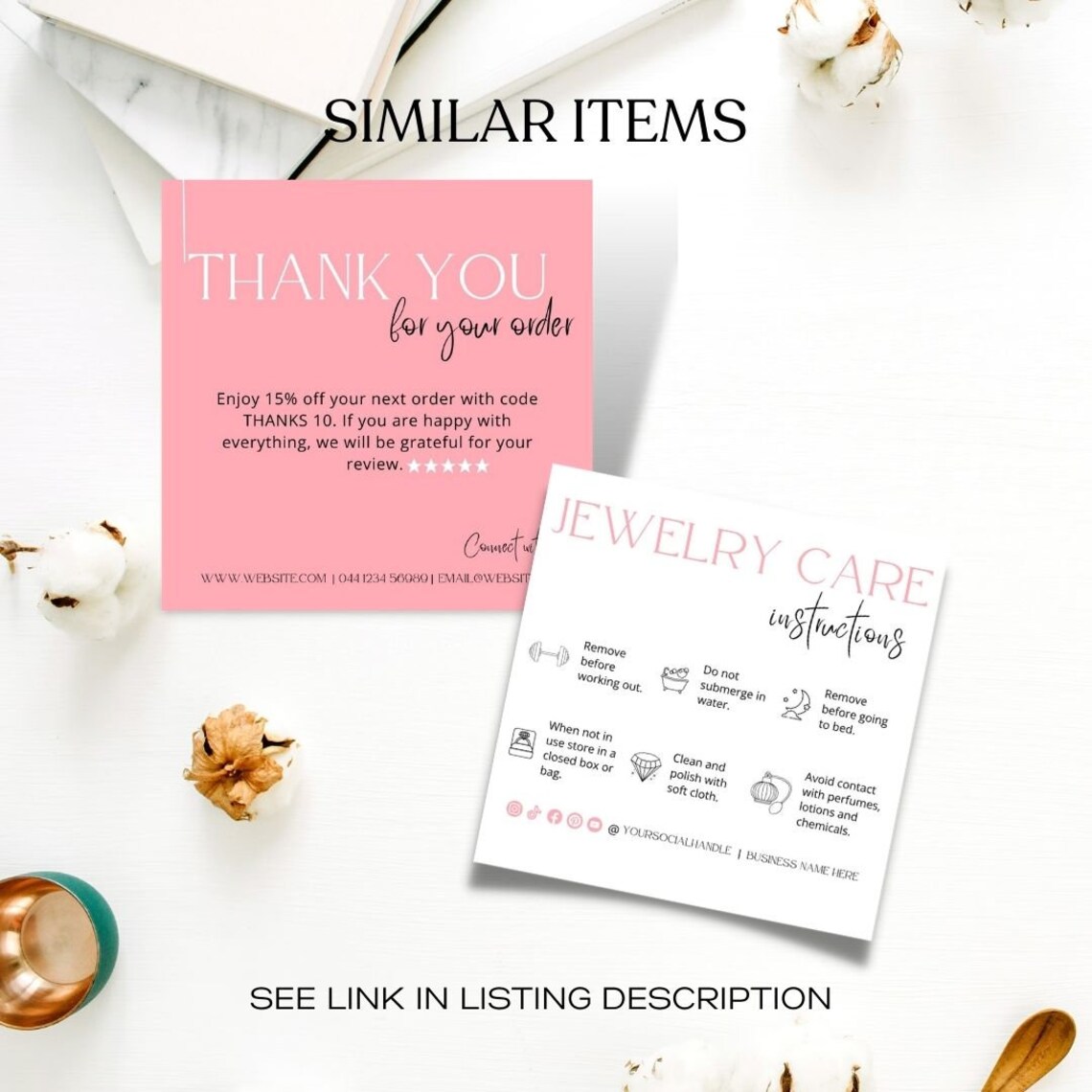 Editable Polymer Clay Jewelry Care Card Template, Jewellery Care ...
