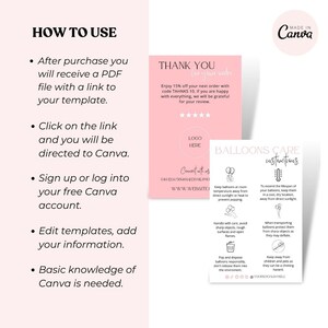 Editable Balloons Care Instructions Template, Mini Printable Balloon ...