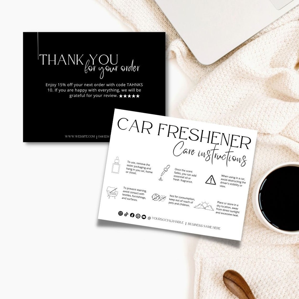 Editable Car Freshener Care Card, Printable Fragrance Safety Hanging ...