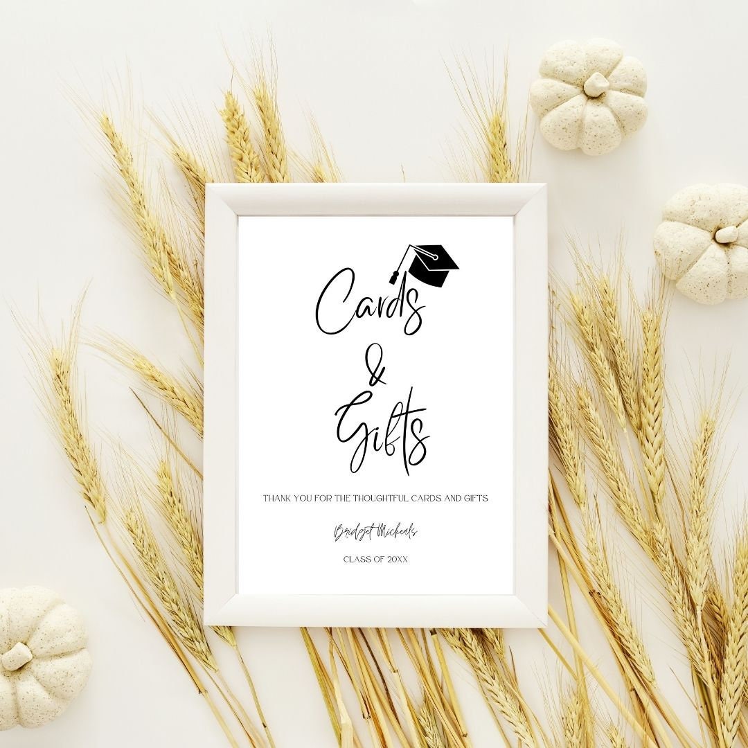 Cards and Gifts Graduation Sign Template, Editable Graduation Party ...