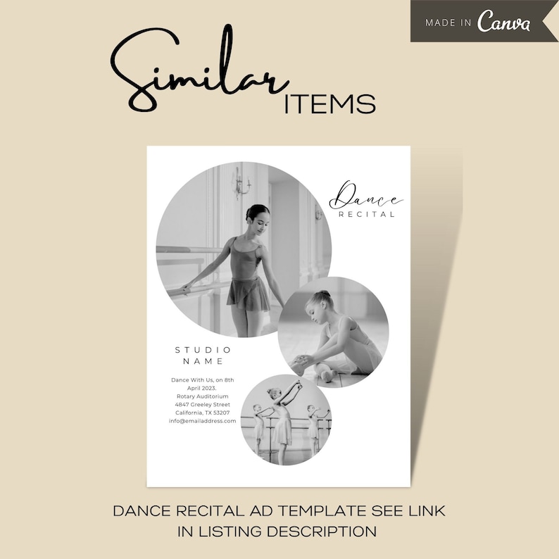 Full Page Dance Recital Ad Template, Ballerina Dance Ad Template ...