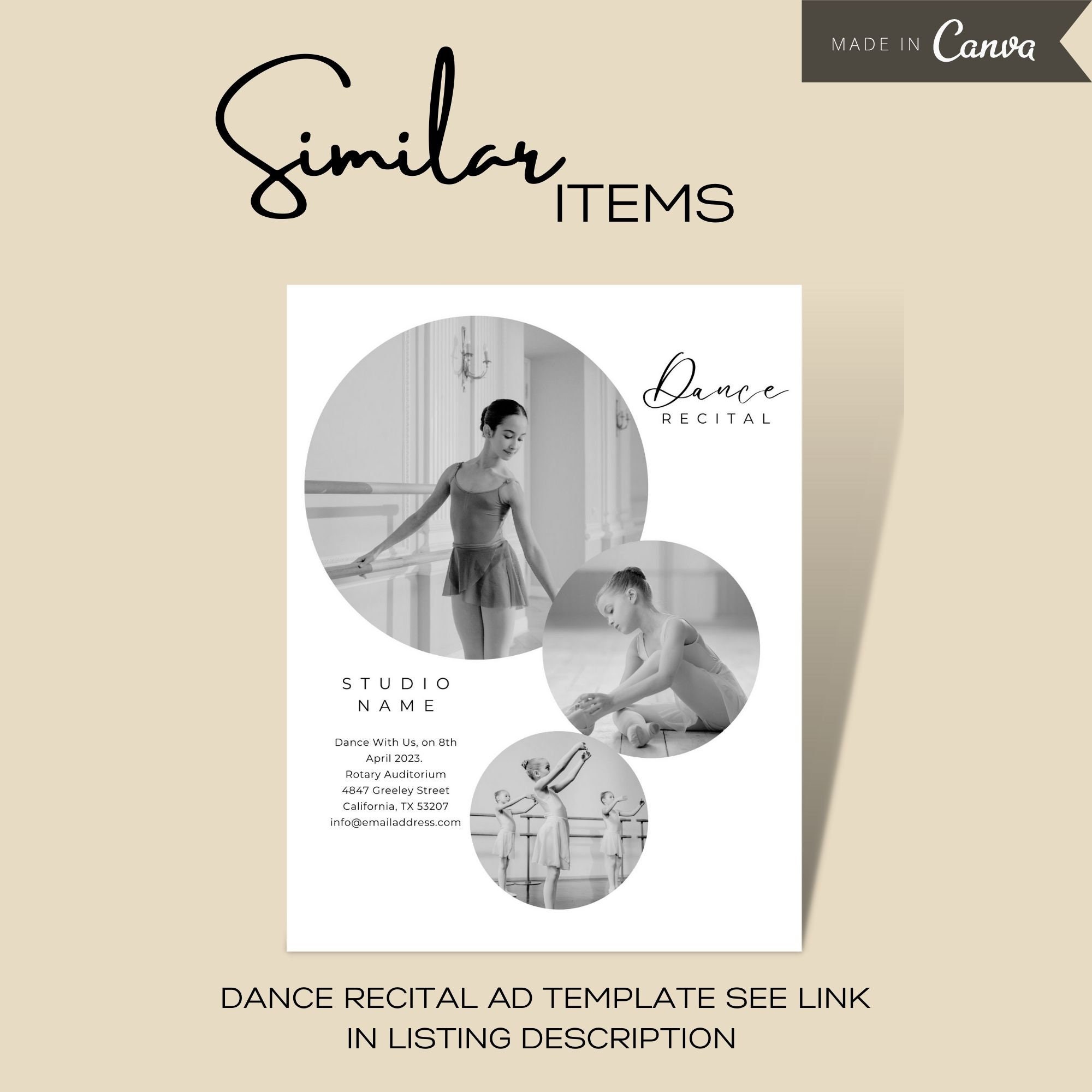Full Page Dance Recital Ad Template, Ballerina Dance Ad Template ...