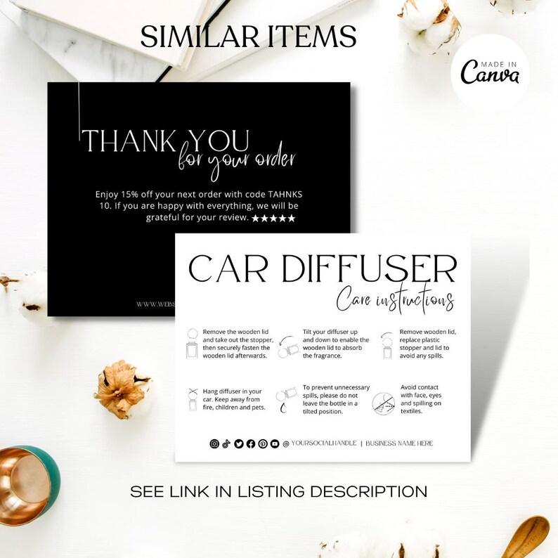 Car Diffuser Care Guide Template, Editable Car Diffuser Oil ...
