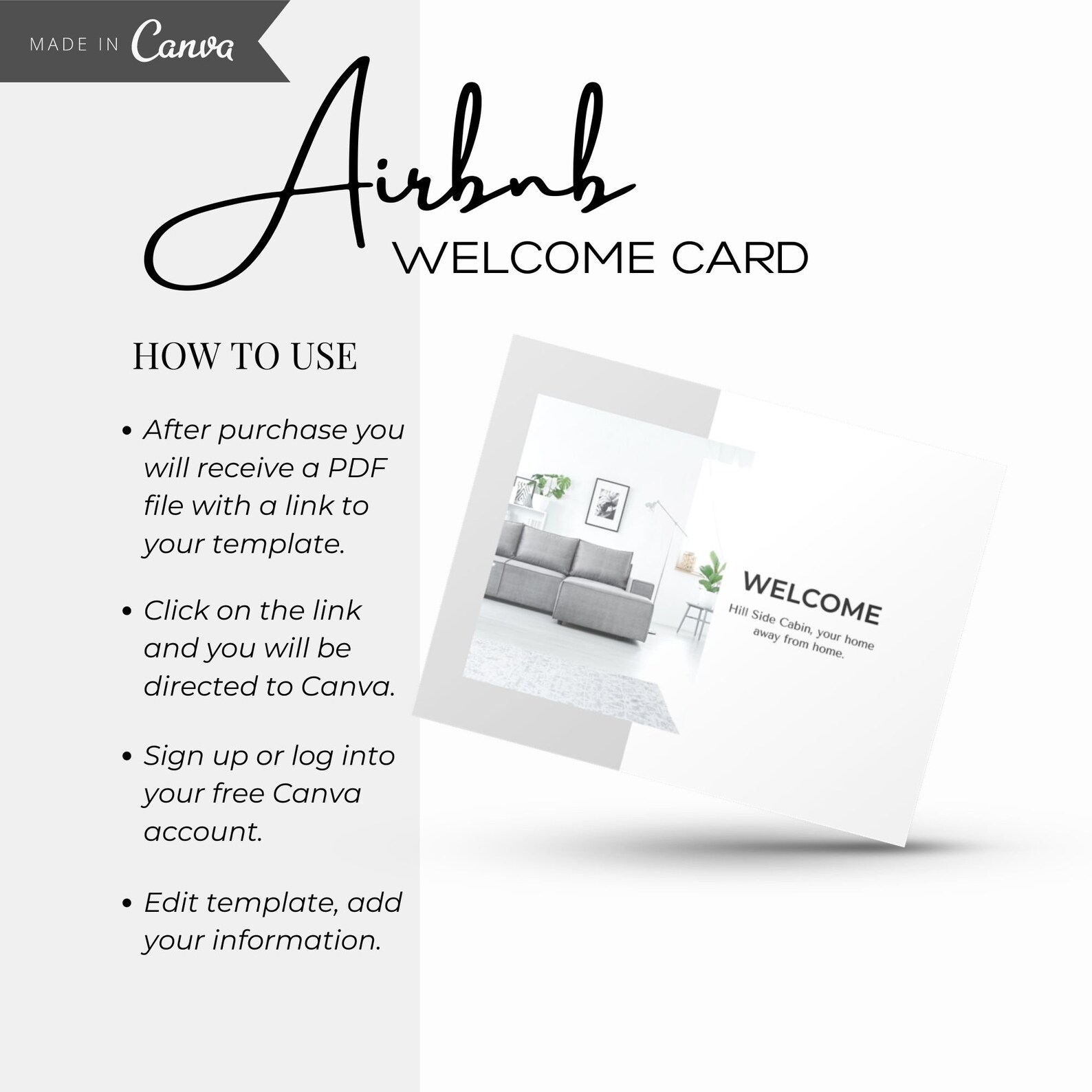 Airbnb Welcome Card VRBO Welcome Card Vacation Rental - Etsy