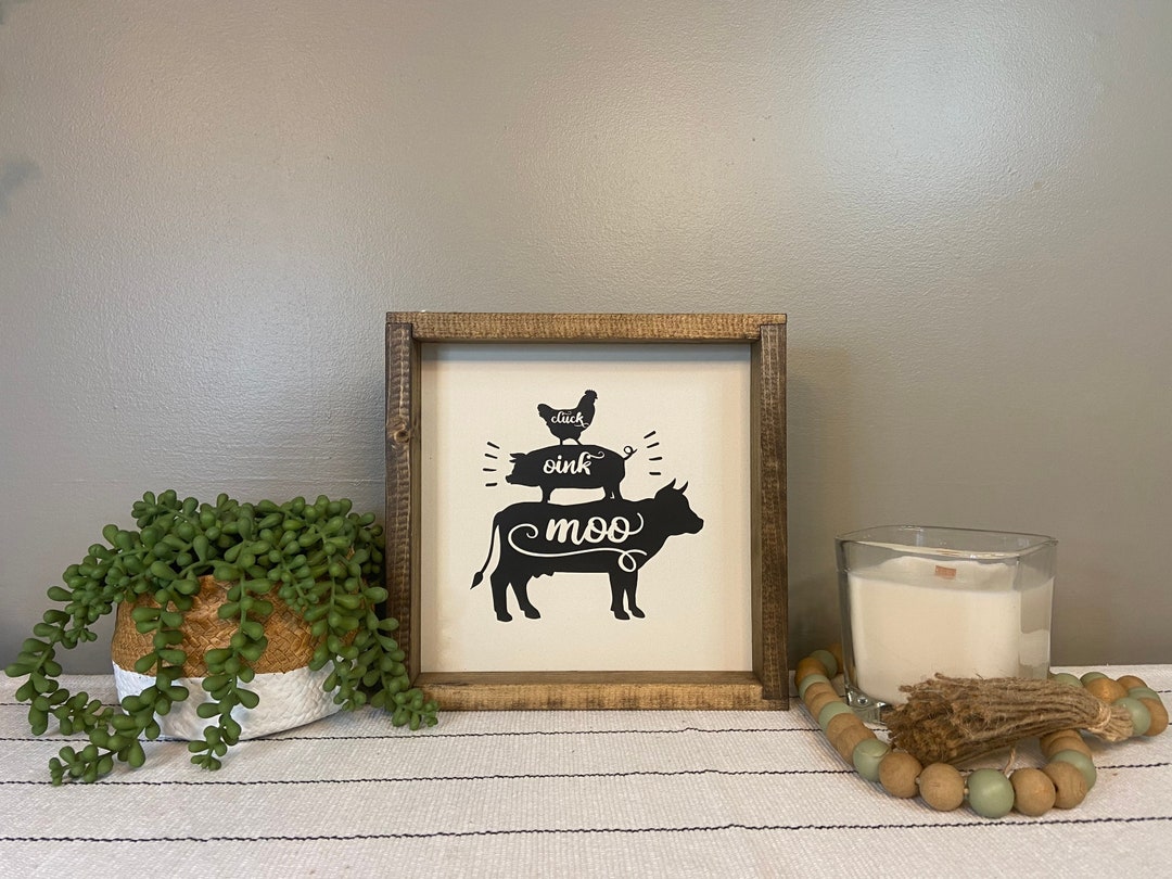 Oink Cluck Moo Sign, Farm Sign, Farmhouse Sign, Farmhouse Wood Sign ...