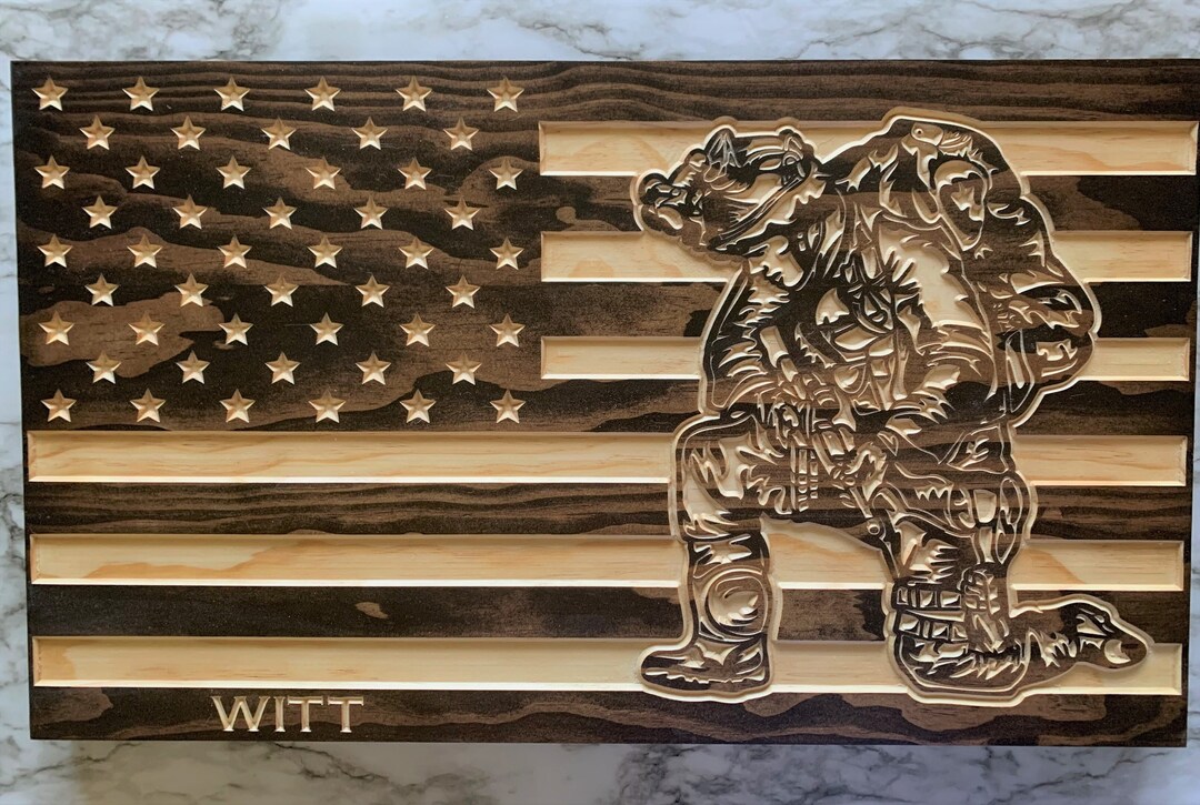 Personalized Soldier Wood Flag, American Flag, Gift for Soldier, Gift ...