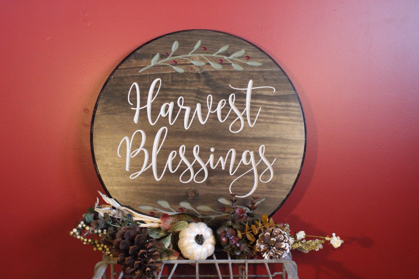 Harvest Blessing Sign / Round Wood Sign / Round Pine Sign / Fall Sign ...