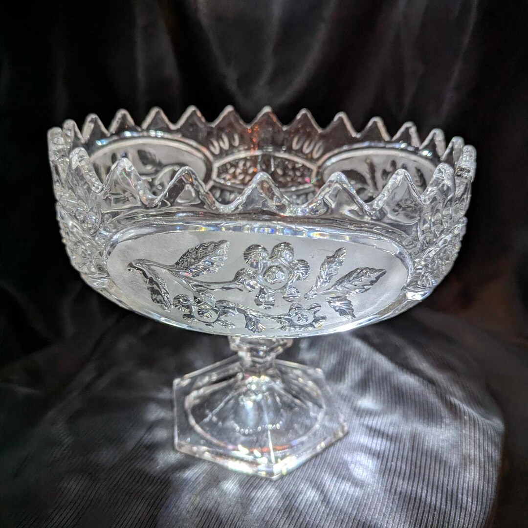Vintage Crystal Compote Bowl • Cut Glass Pedestal Dish - Etsy