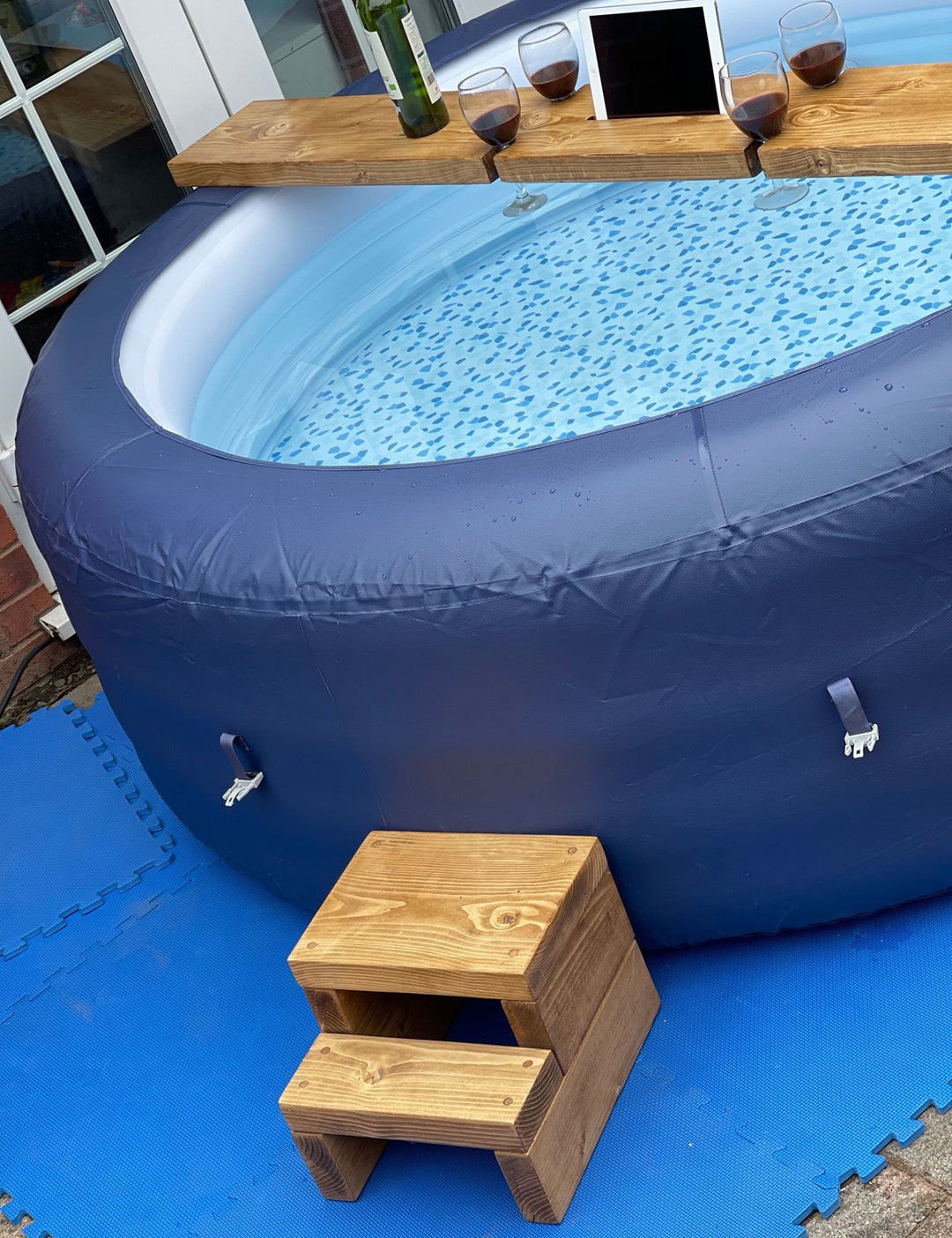 Hot Tub Step Stool Handmade Wooden Rustic Solid Wood Robust Plant Stand ...