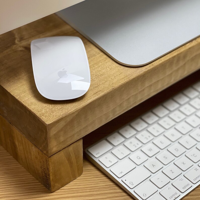 Monitor Stand Wooden Rustic Desk Organiser Tidy Computer | Etsy