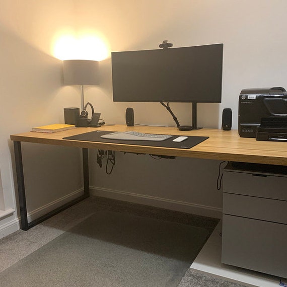 Computer Desk Industrial Designer Metal Iron Table Black | Etsy