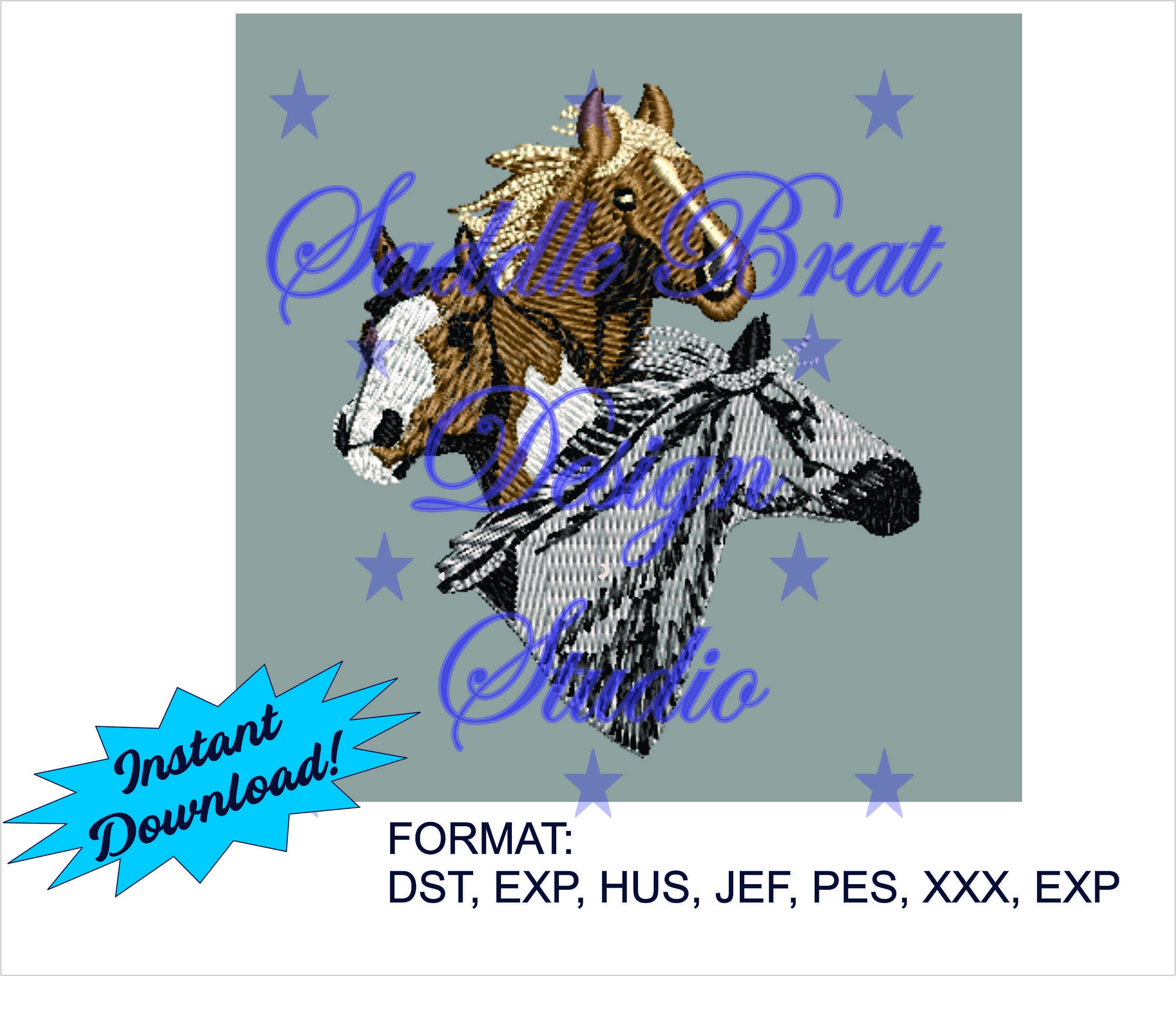 3 Horse Heads Embroidery Design Machine Embroidery | Etsy