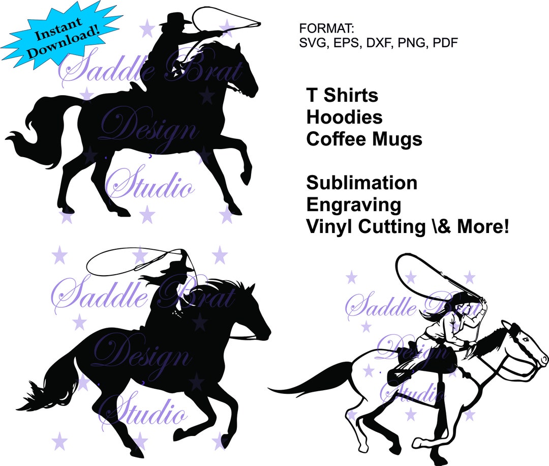 AWESOME WOMAN ROPING Horse Pack Svg, Png, Dxf, Eps, Png Cricut, Instant ...