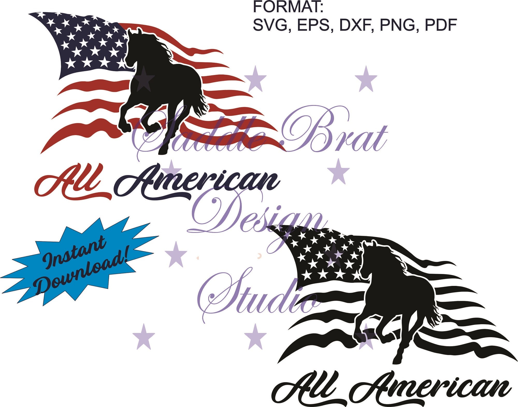 Running Horse With American Flag Patriotic Horse 4th of July | Etsy
