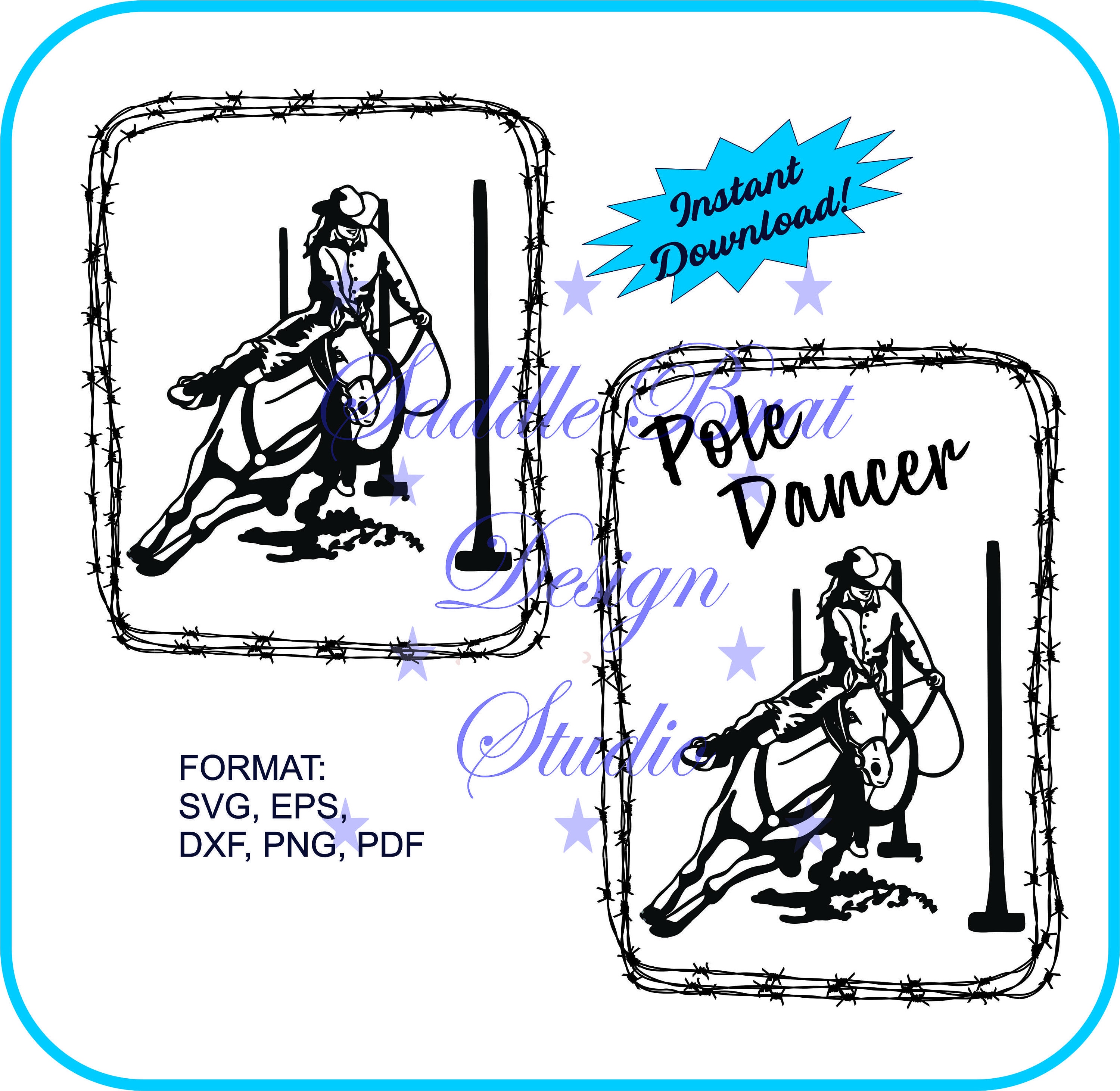 Two for One BARBWIRE Barb Wire Pole Bender Pole Bending Svg - Etsy