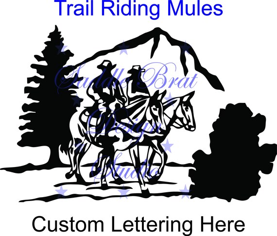 CUSTOM Trail Riding Mules Decal Trail Riding Western Rider | Etsy