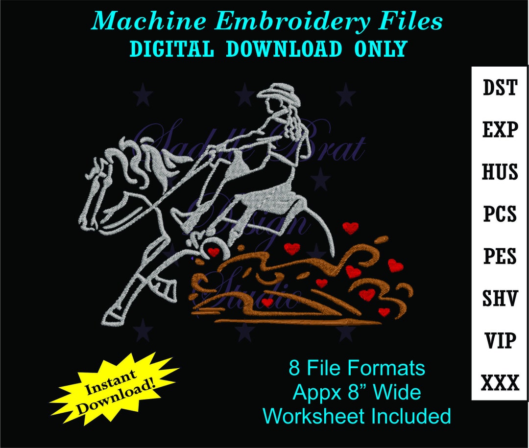 Reiner, Reining Western Horse Machine Embroidery, Instant Download ...