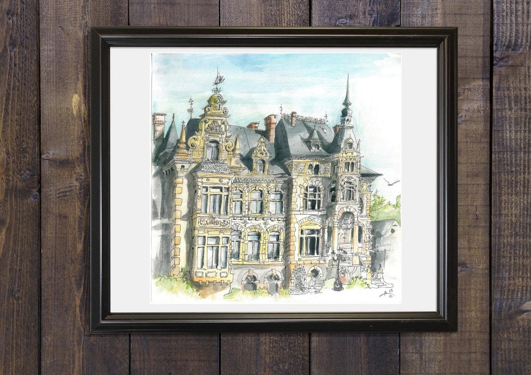 Castle Art Watercolor Painting Urban Sketch Illustration Drawing ...