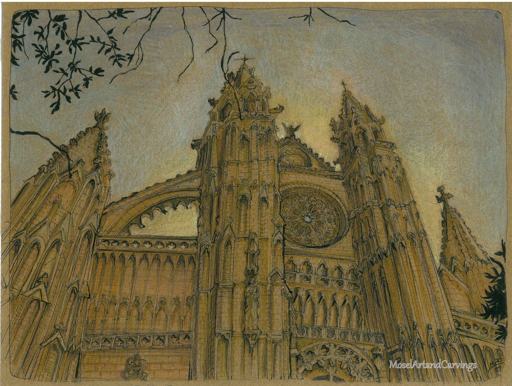 Art Print Cathedral Color Pencils Ink Fine Art Print Signed Giclée ...