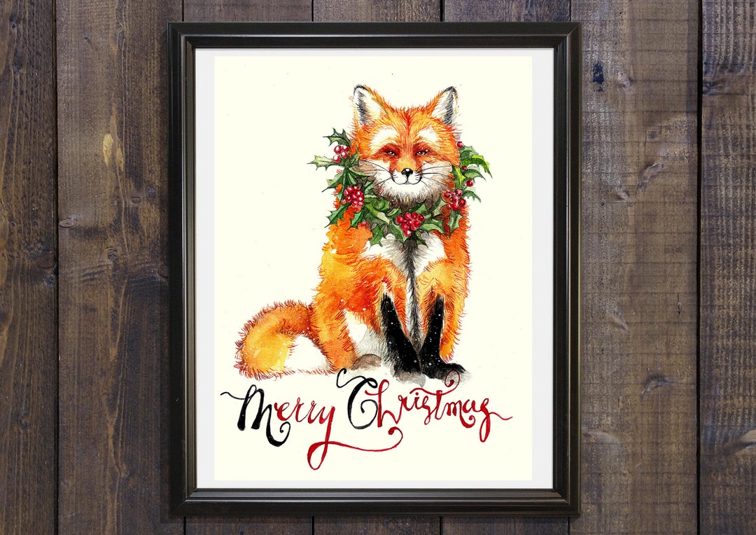 Printable Christmas Art Fox Art Download Printable Art Instant Download ...