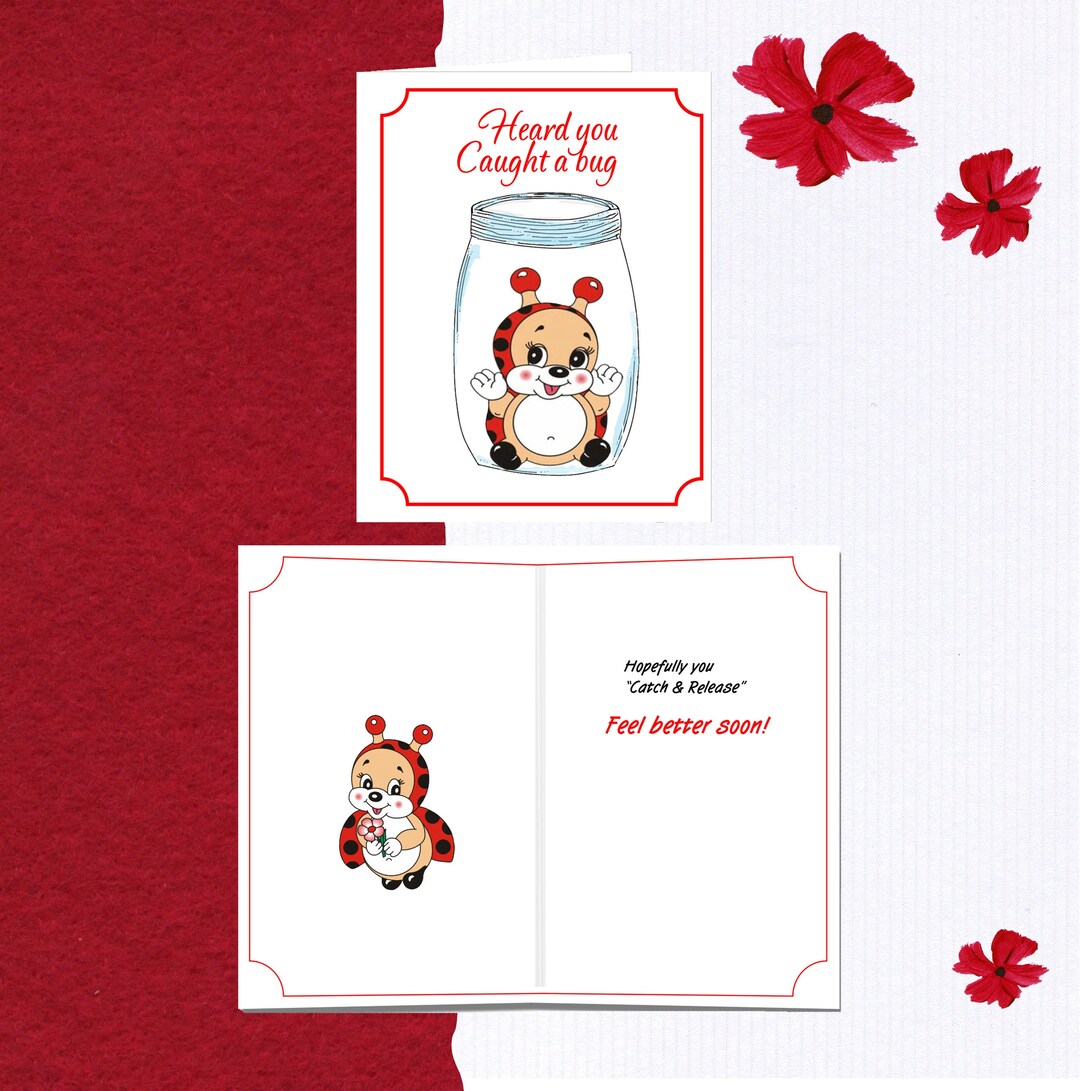 Get Well Cute Bug! Greeting Card With Get Well Message, or Blank. Lady ...