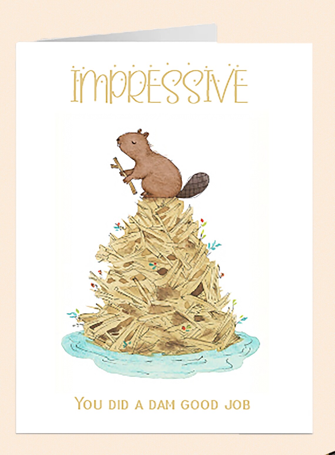 Dam Good Job!! Pun Greeting Card! Beaver Dam Pun Funny Laugh ...