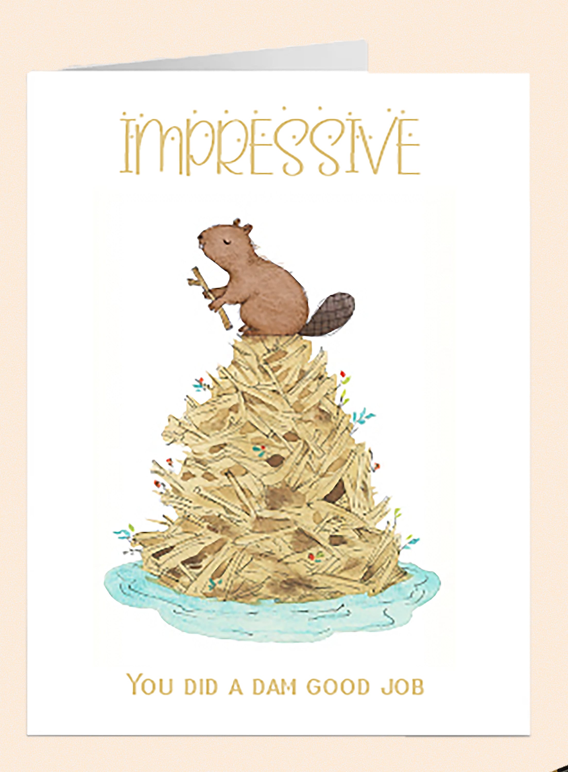 Dam Good Job Pun Greeting Card Beaver Dam Pun Funny Laugh ...