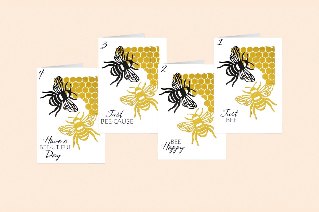 BEE Handmade Note Cards. Blank Greeting Cards Set of 4 Stationary - Etsy