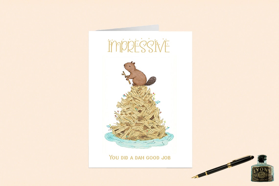 Dam Good Job Pun Greeting Card Beaver Dam Pun Funny Laugh ...