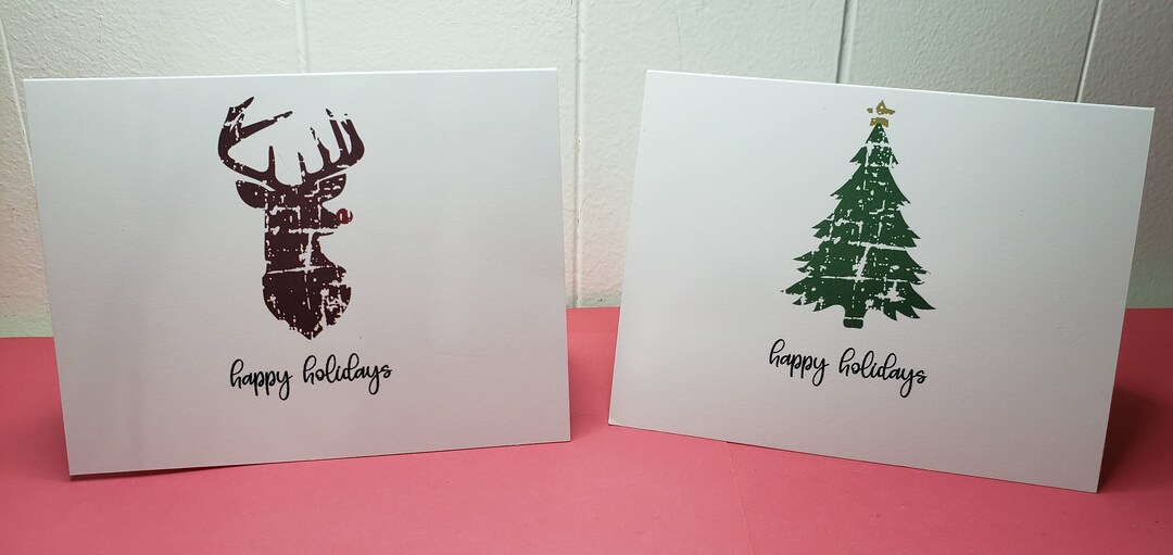 10 or 20 Distressed Christmas Cards 2 Designs, Handmade Greeting Cards ...