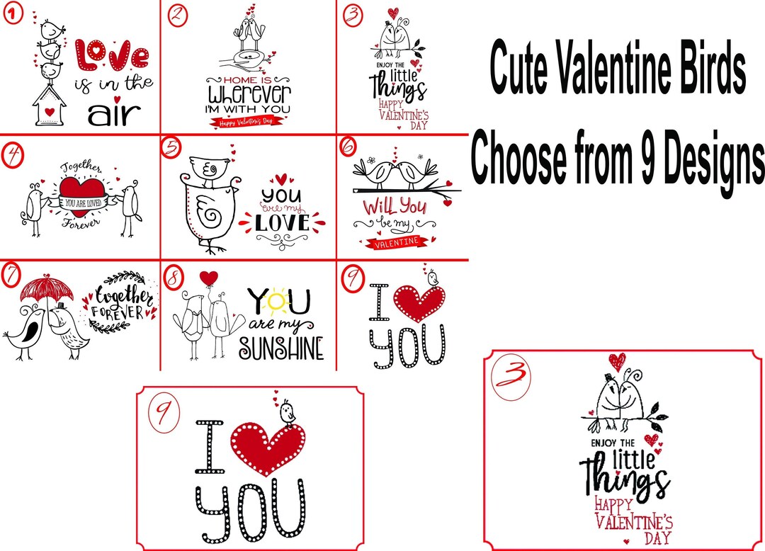 10 Designs Cute Birds Valentines Day Greeting Cards Love - Etsy