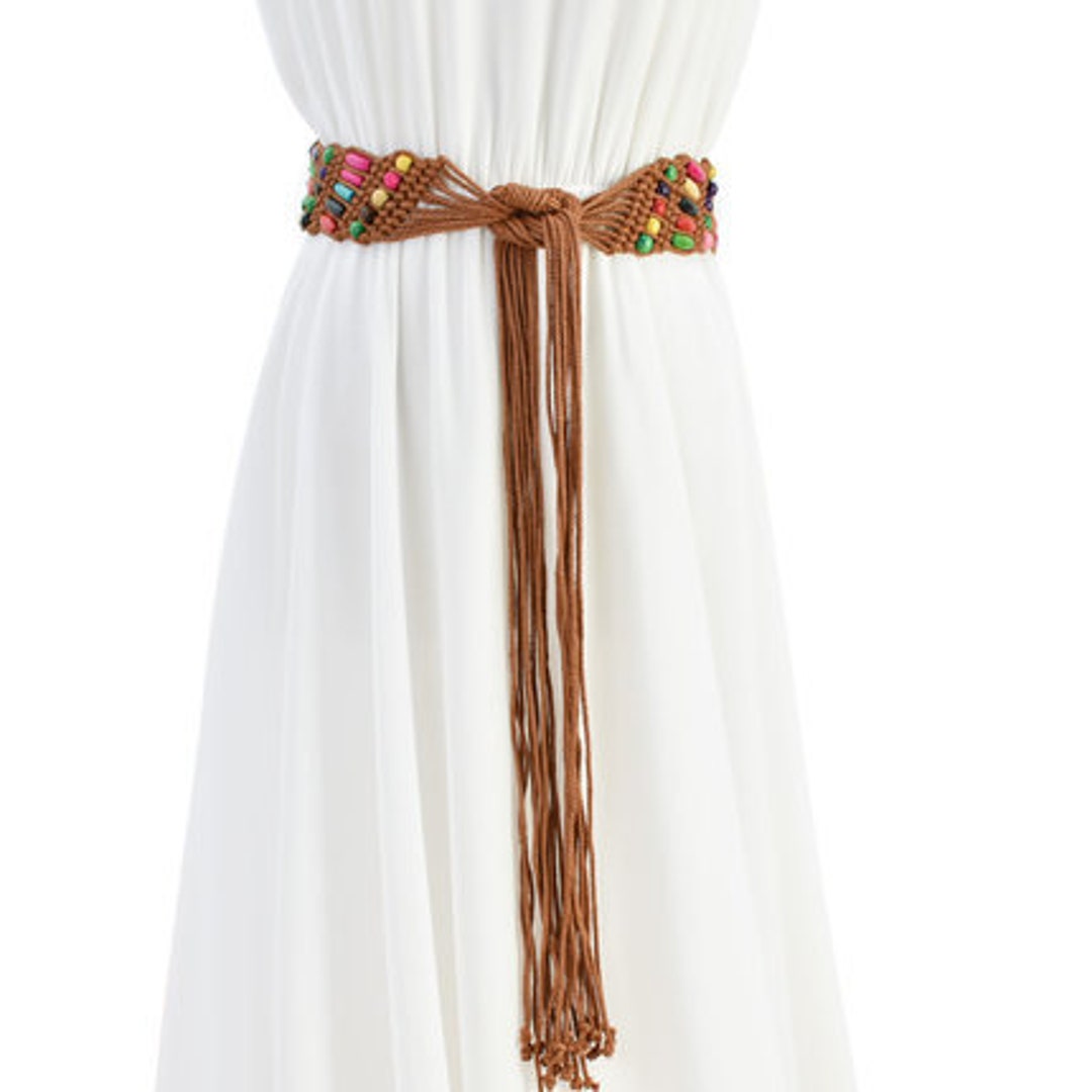 Colorful Beaded Woven Belt,boho Hippie Womens Belt With Fringe,braided ...