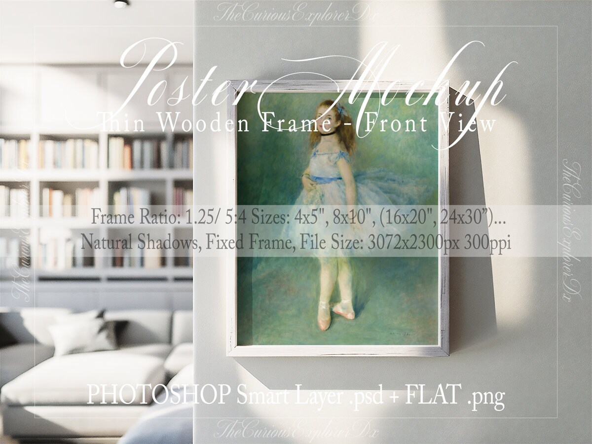 Modern Living Room Library Poster Mockup, Realistic 8x10 Art PSD Mockup ...