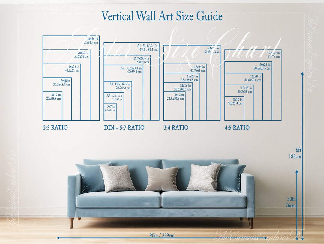 Vertical Poster Size Chart & Squares + Oval| Minimalist Art Frame Ratio ...