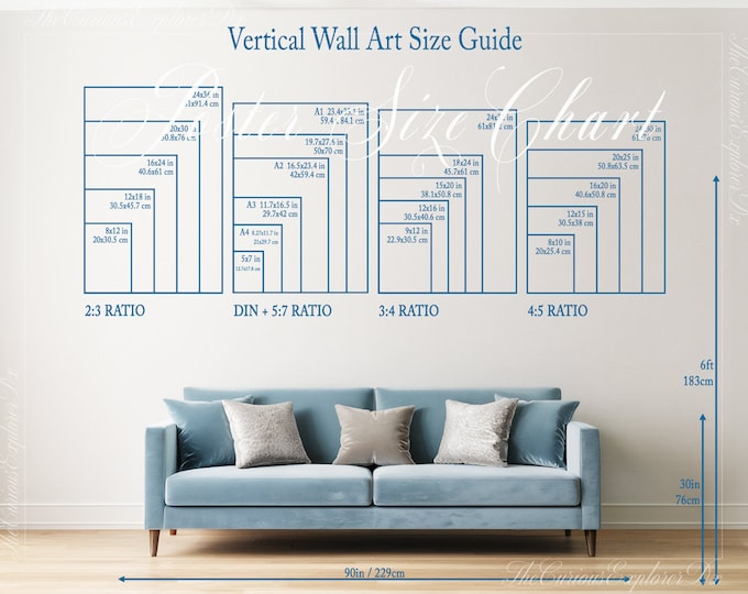 Vertical Poster & Art Size Guide | Square Ellipse Oval Chart | Living ...
