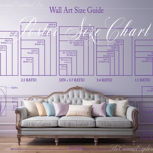 Vertical Poster Size Chart Mockup - Oval Frame Guide in Living Room ...