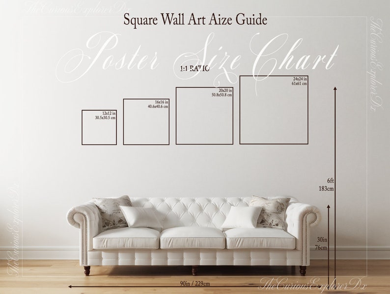 Wall Art Size Guide Mockup Digital & Classical Size Chart Oval Ellipse ...