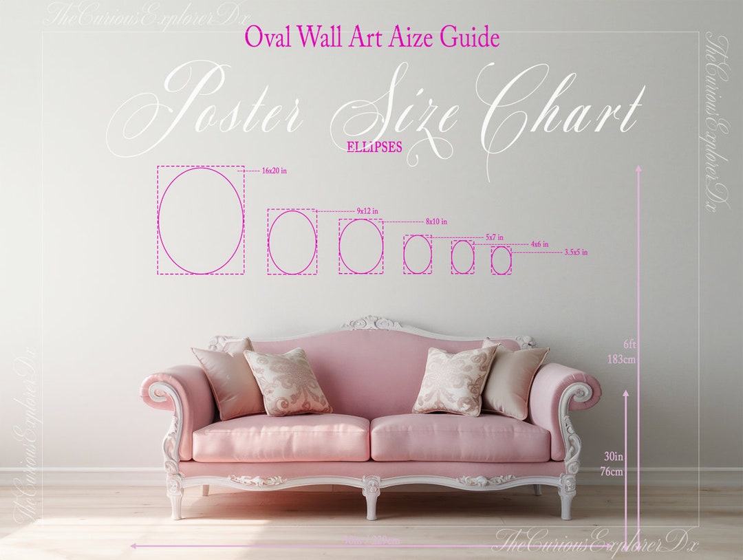Vertical Poster Size Chart Mockup, Square & Ellipse Oval Size Guide ...