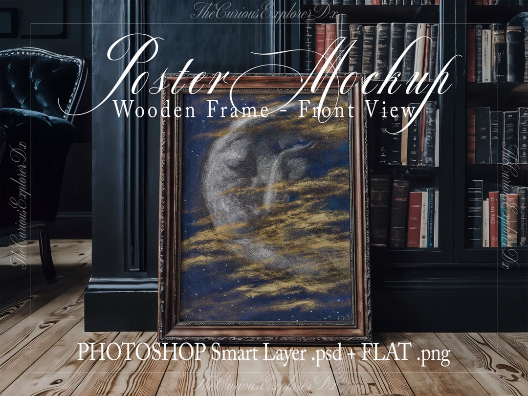 Library Poster Frame, Bookshelf Mockup, Bookworm Mockup, Gothic Mockup ...