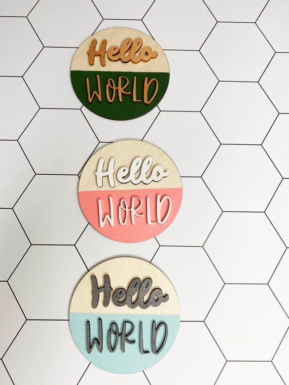 Milestone disc Hello World announcement Personalized baby | Etsy