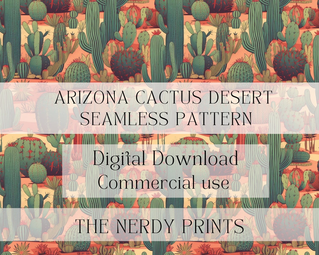 Arizona Cactus Desert Seamless Pattern: Craft Fabric (digital Download ...