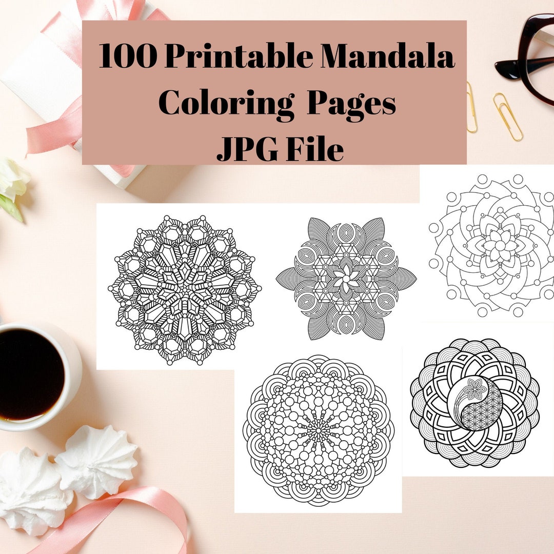 100 Printable Mandala Fun Coloring Pages/adult Coloring/jpg File - Etsy