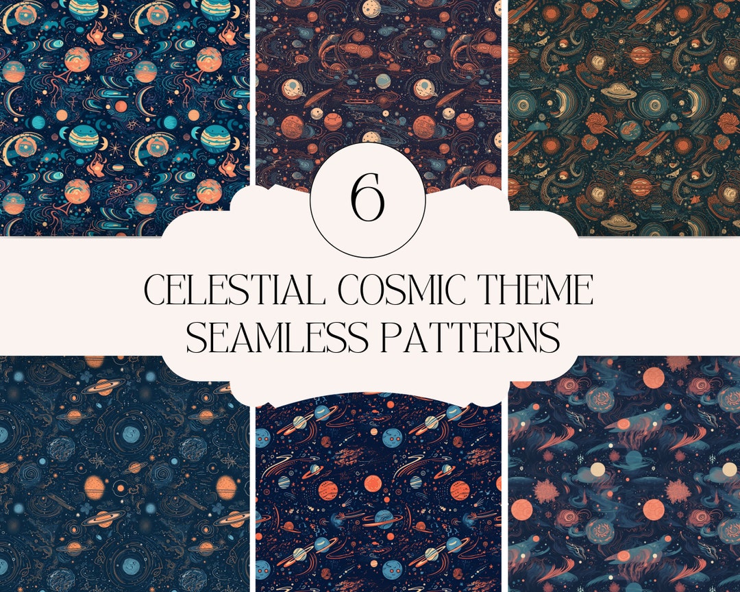Celestial Cosmic Theme Digital Paper, Seamless Pattern, Craft ...
