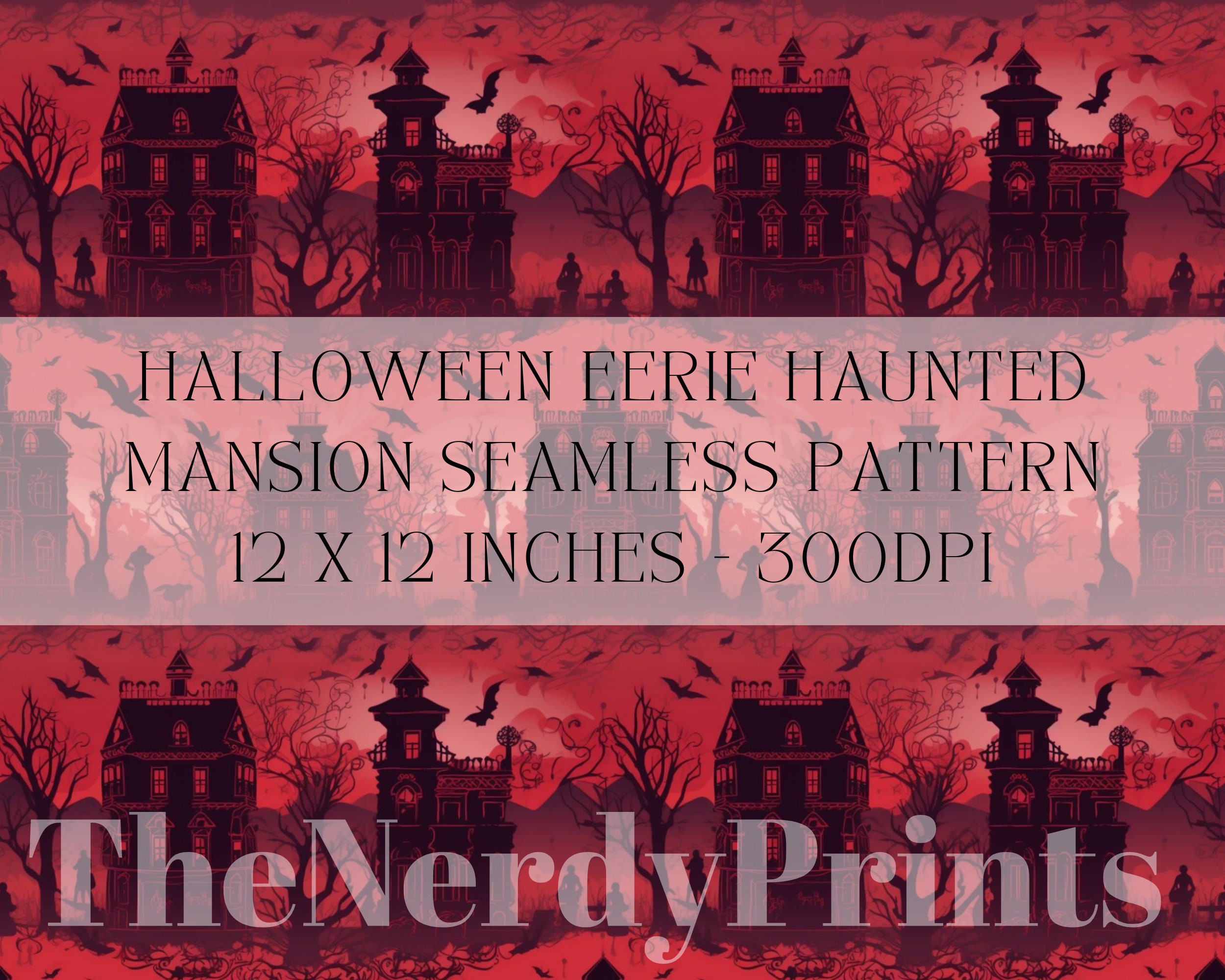 Halloween Eerie Haunted Mansion Seamless Pattern, Halloween Pattern ...
