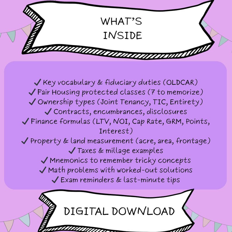 Real Estate Exam Cheat Sheet | National Portion Study Guide | Key Terms ...