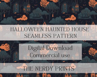 Haunted House Pattern Seamless Digital Papers - Printable Scrapbook ...